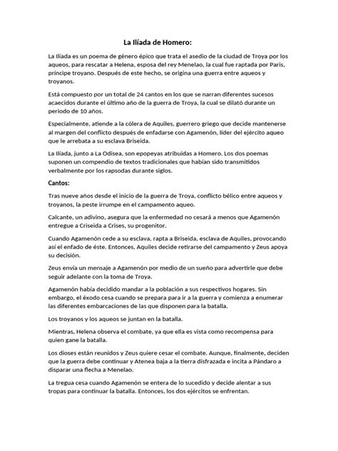 La Ilíada De Homero Pdf Héctor Aquiles