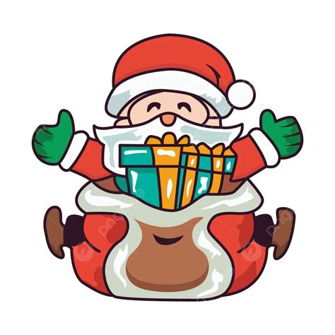 Merry Christmas Concept Decorative With Santa Claus Holding T Box