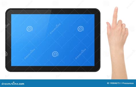 Interactive Touch Screen Tablet With Hand Stock Image Image Of
