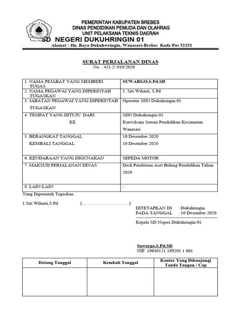 Contoh Sppd Tahun 2020 Pdf
