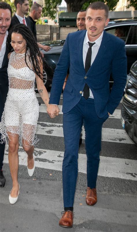 Zoe Kravitz Husband Karl Glusman Matching Jackets At Wedding