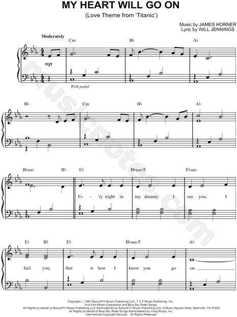Celine Dion My Heart Will Go On Sheet Music Easy Piano In Eb Major