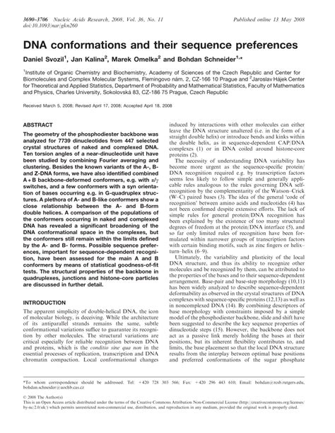 Pdf Dna Conformations And Their Sequence Preferences
