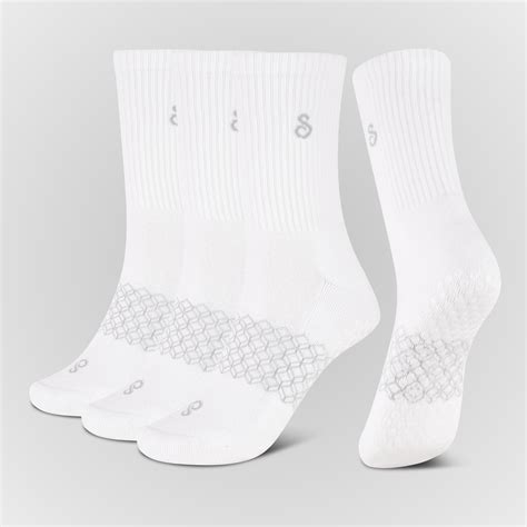 Organic Cotton Crew Grip Socks White 3 Pairs Hipswan Usa