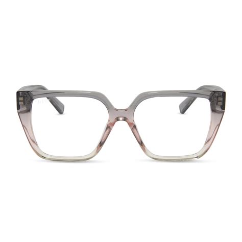 Olive Square Prescription Glasses Smoke Rose Crystal Ombre Diff Eyewear