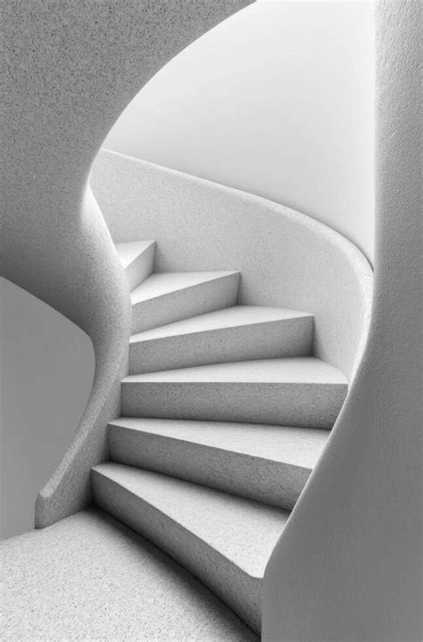 Elegant Curved Staircase In Minimalist Architectural Design With Soft