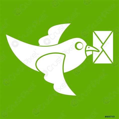 Pigeon Fly With Mail Icon Green Stock Vector 4697101 Crushpixel