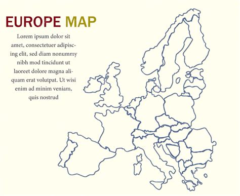 Pusta Mapa Europy Do Wydrukowania Mapa Konturowa Europy Wektor Premium