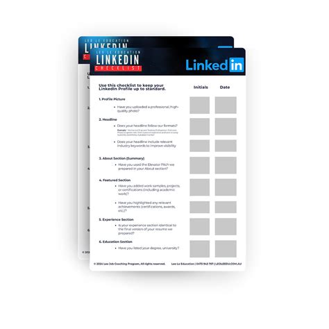 Linkedin Profile Checklist Leo Le Education