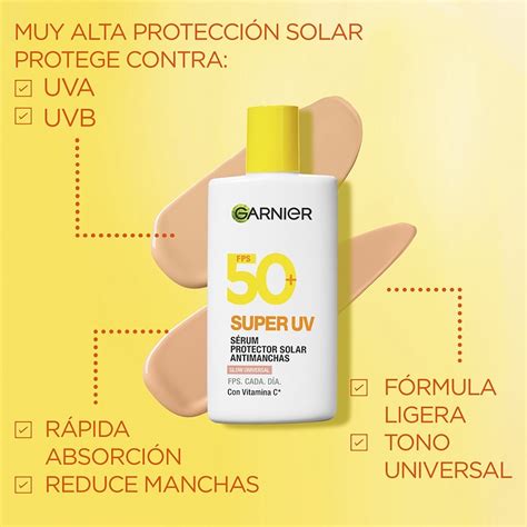 Protector Solar Garnier Super Uv Antimanchas Glow Universal Fps50 40ml