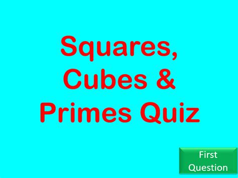 Squares Cubes Roots And Primes Quiz Teaching Resources
