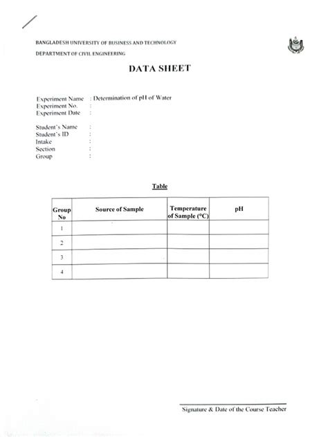 Environment Lab Data Sheet Pdf