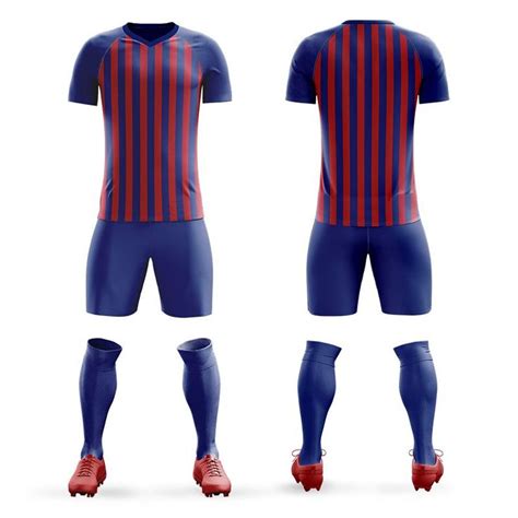Custom Soccer Jersey With Red And Blue Stripes Breathable Quick Dry