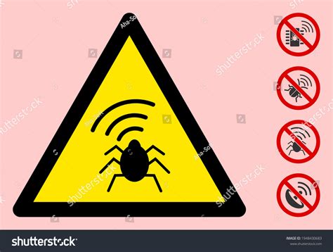 Vector Radio Bug Flat Warning Sign Stock Vector Royalty Free Shutterstock