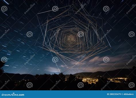 Complex Geometric Shapes Flying Through The Sky In A Time Lapse Video