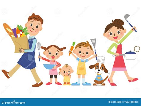 Förälder Och Barn Som Tycker Om Att Laga Mat Vektor Illustrationer Illustration av leende