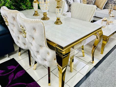 Sofia Dining Set Gold Marble Dining Table And Velvet Chairs Winteriors