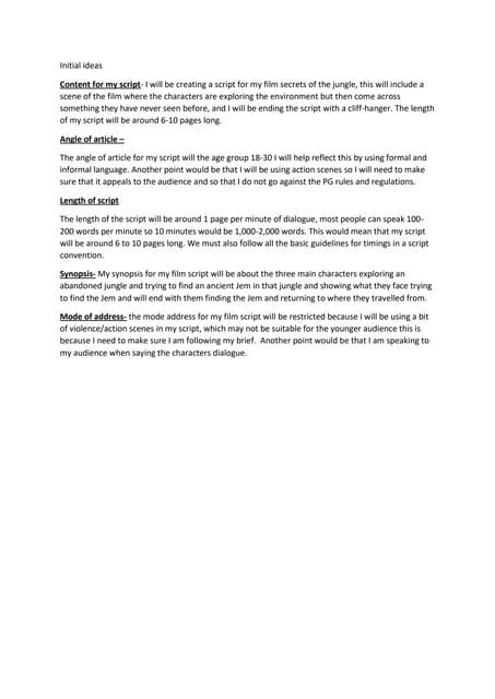 Initial Ideas Docx Screenwriting Content Production