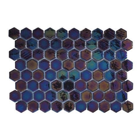The Tile Doctor Glass Tile Love Hex 11 In X 16 In Glossy Midnight