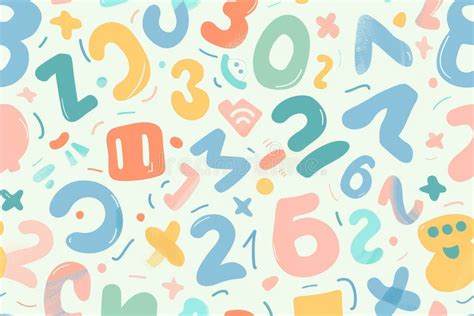 A Seamless Pattern Of Colorful Numbers And Math Symbols In The Style Of