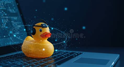 Ai Duck Debugging Code On Laptop For Artificial Intelligence Concept