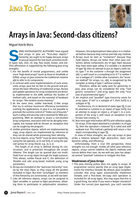 Pdf Arrays In Java Second Class Citizens