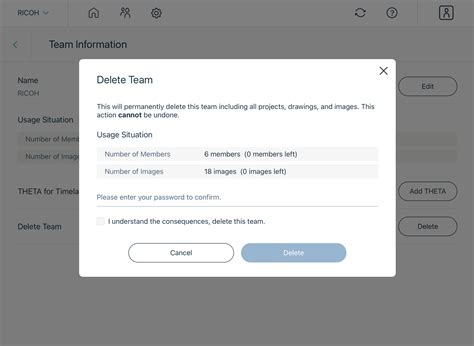 Delete Team RICOH Projects