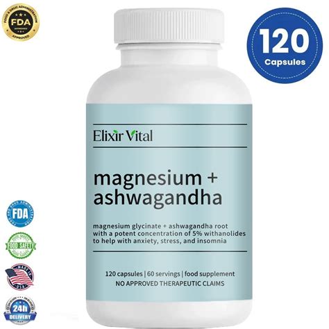Jual Elixir Vital Magnesium Glycinate Ashwagandha Capsules 120 Count