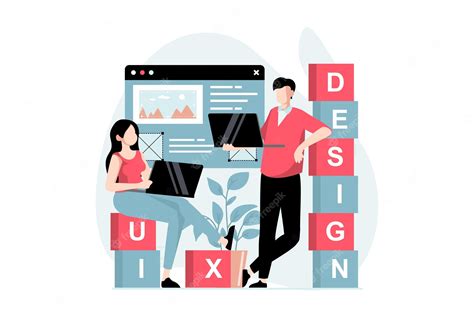 Premium Vector Ui And Ux Design Concept With People Scene In Flat Style Man And Woman Work As