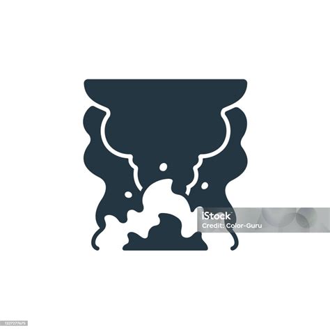 레코딩 아이콘 웹 사이트 디자인 및 모바일 앱 개발 인쇄를위한 글리프 굽기 아이콘 흰색 배경에 고립 된 채워진 대기 오염 수집에서 불타는 아이콘 공기 오염에 대한 스톡 벡터