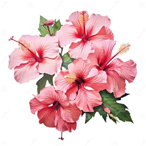 Hyperrealistic Pink Hibiscus Bouquet Illustration Stock Illustration