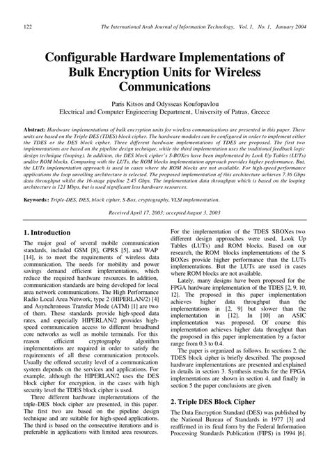 Pdf Configurable Hardware Implementations Of Bulk Encryption Units