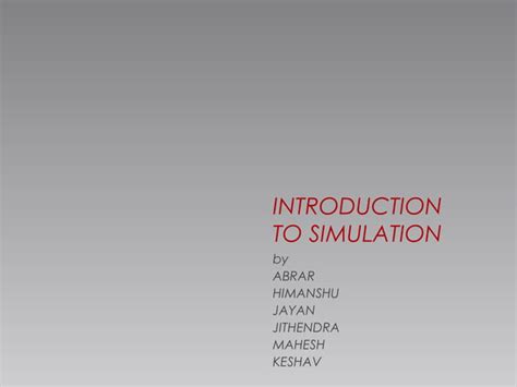 Simulation Ppt Simulation Ppt