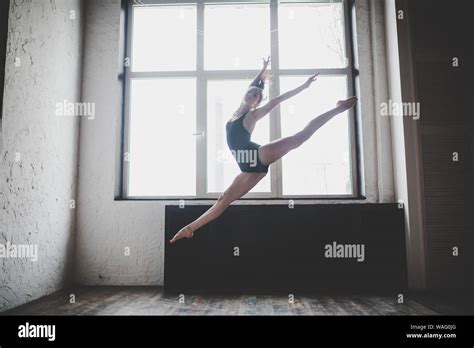 Plasticity Slim Woman Dancing Near Window Professional Dancer Enjoy