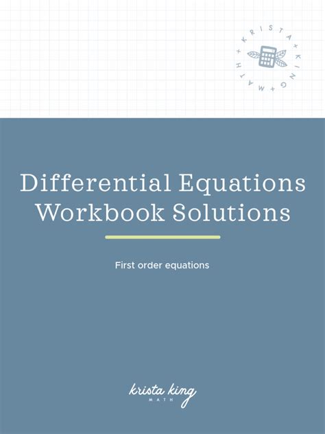 Workbook Firstorderequations Solutions Pdf Equations
