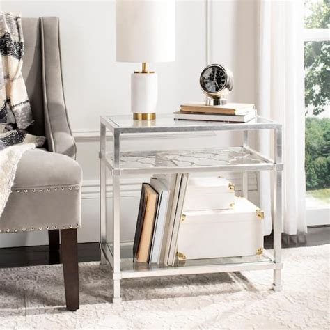 Safavieh Hanzel 22 In Silver Rectangle Glass End Table Amh8312b The