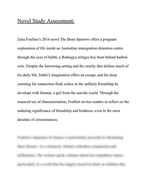 English Novel Study Assessment Task English Standard Year 12 Hsc