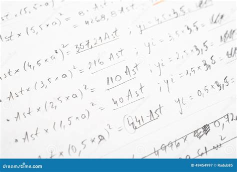 School Notebook With Mathematical Equations Stock Image Image Of