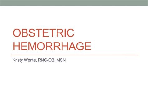 Obstetrics And Gynecology Hemorrhage Pptpdf