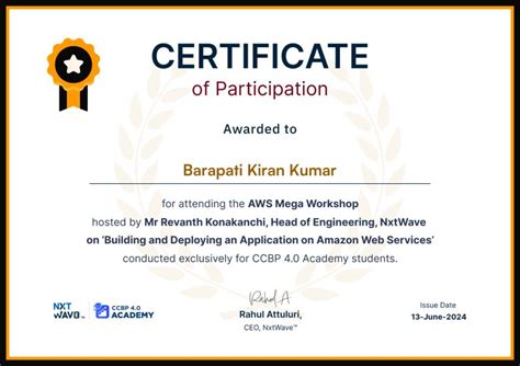 Kiran Kumar Barapati On Linkedin Aws Certified Continuouslearning Nxtwave Techjourney