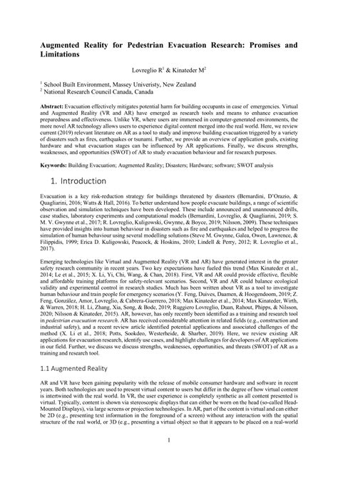 Pdf Augmented Reality For Pedestrian Evacuation Research Promises