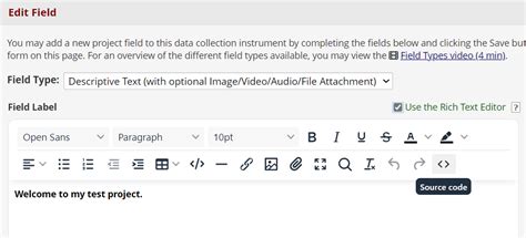 Source Code In Rich Text Editor Ucd Redcap Help Center