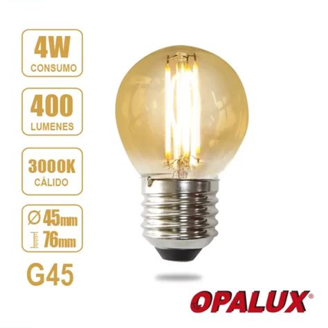 Foco Vintage G45 4w 3000k Nacarado 185 265v E27 Opalux Cjx100 Life
