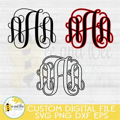 Custom Initial Vine Monogram Design Personalize Your Style Svg Png Eps And Dxf Files Etsy