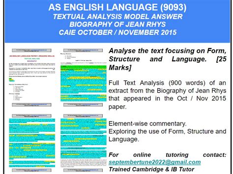 Bundle 5 Sample Text Analysis Responses For Caie As English Lang 9093 Teaching Resources