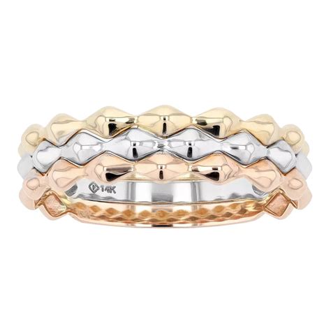 Au Naturale 14k Tricolor Gold Fancy Triple Band Ring