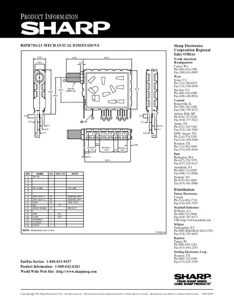 Bsfh78g23 Datasheet Pdf Sharp Electrionic Components Satellite Tuner