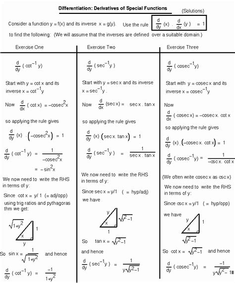 Inverse Trigonometric Functions Worksheet
