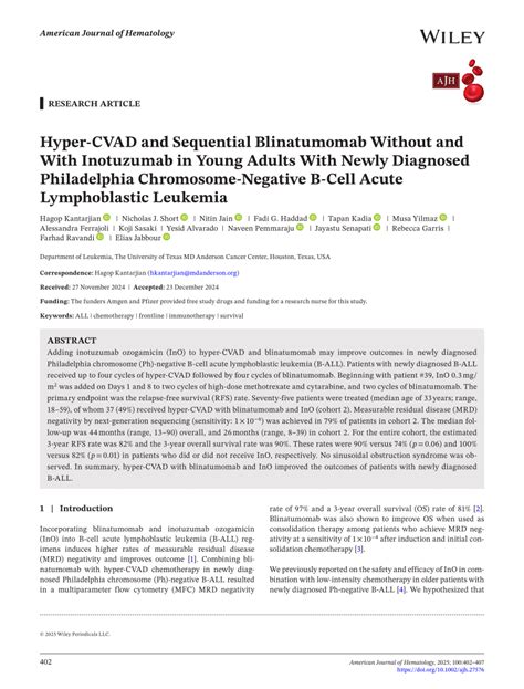Hyper‐cvad And Sequential Blinatumomab Without And With Inotuzumab In