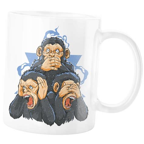 Kubek Trzy MĄdre MaŁpy Nie WidzĘ Nie SŁyszĘ Nie MÓwiĘ Japonia Drukfun